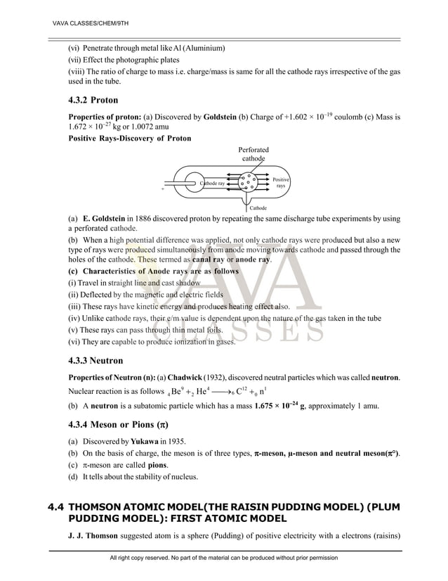 NCERT-structure of atom class 9 notes pdf download | PDF