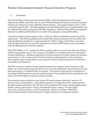 Entertainment Industry Financial Incentive Annual Report 2011 2012 | PDF