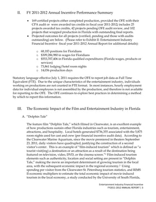 Entertainment Industry Financial Incentive Annual Report 2011 2012 | PDF
