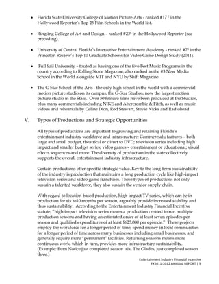 Entertainment Industry Financial Incentive Annual Report 2011 2012 | PDF