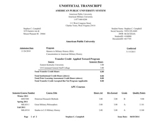 Campbell Masters in Arts_UnofficialeTranscript | PDF
