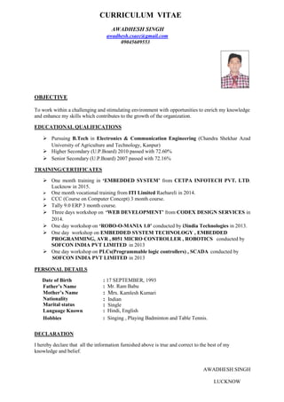 AWADHESH CURRICULUM VITAE | PDF