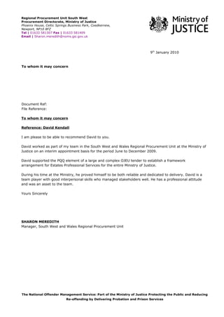 David_Kendall Ministry of Justice Reference | DOC