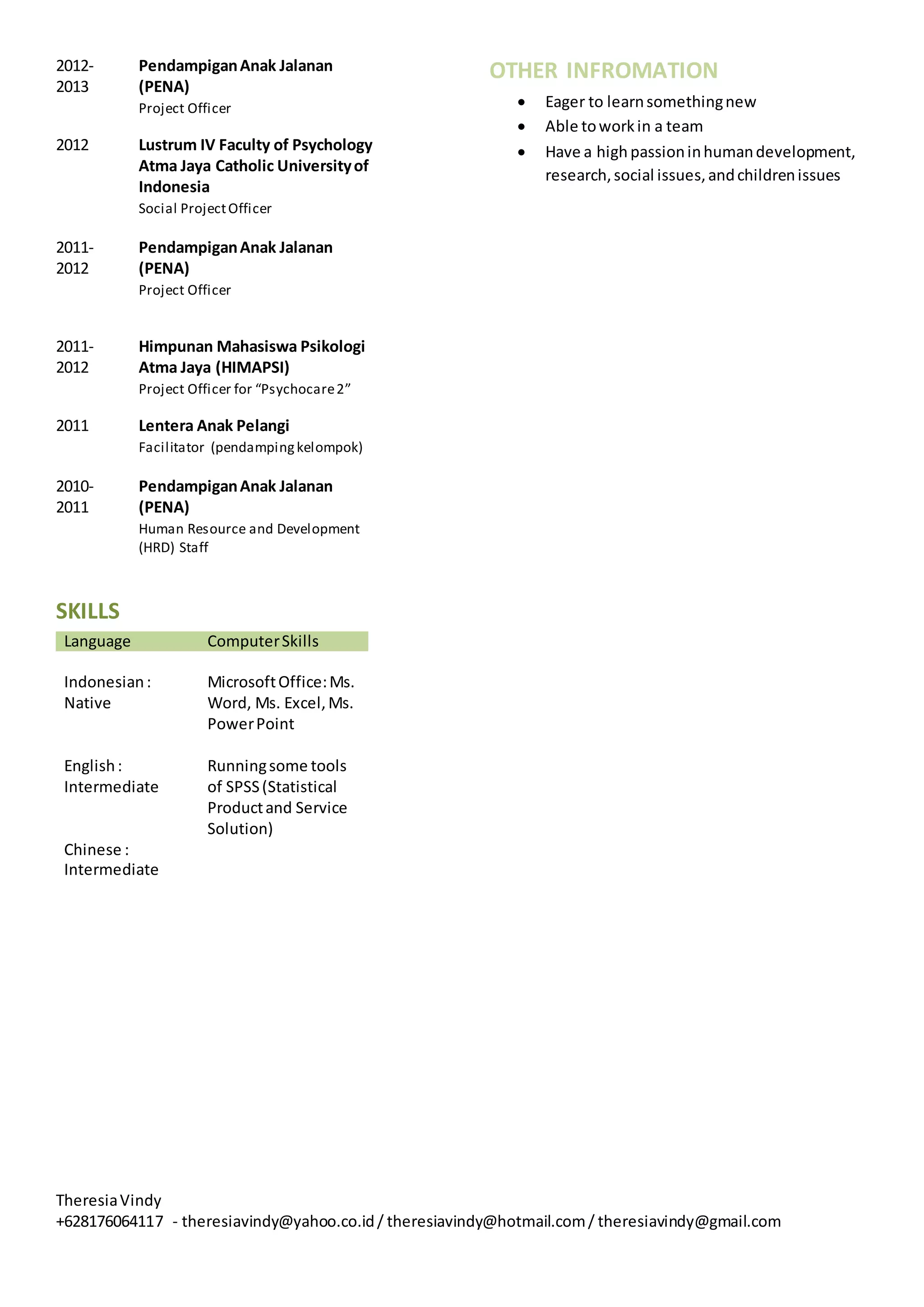 CV JS FINAL-Theresia Vindy | PDF