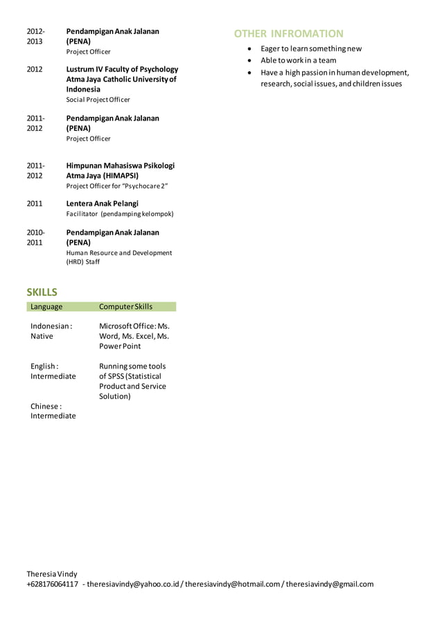 CV JS FINAL-Theresia Vindy | PDF