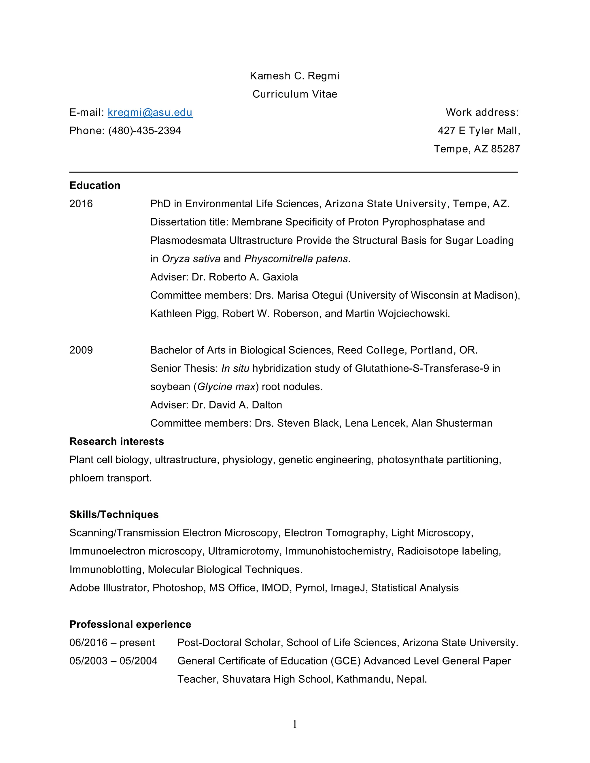 Kamesh-Regmi-CV-Postdoc-2017 | PDF