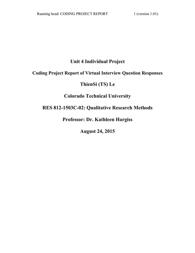 RES812 U4 Individual Project | PDF