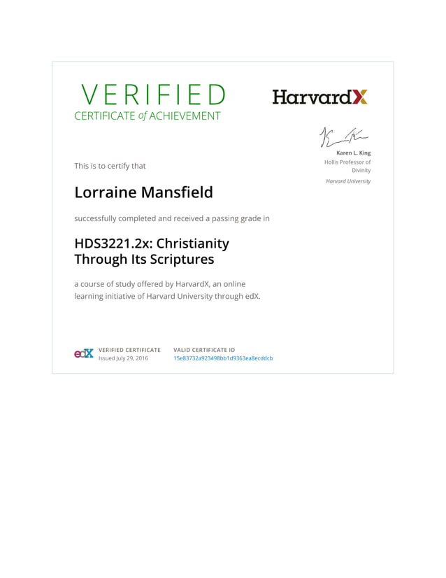 HarvardX HDS3221.2x Certificate edX | PDF