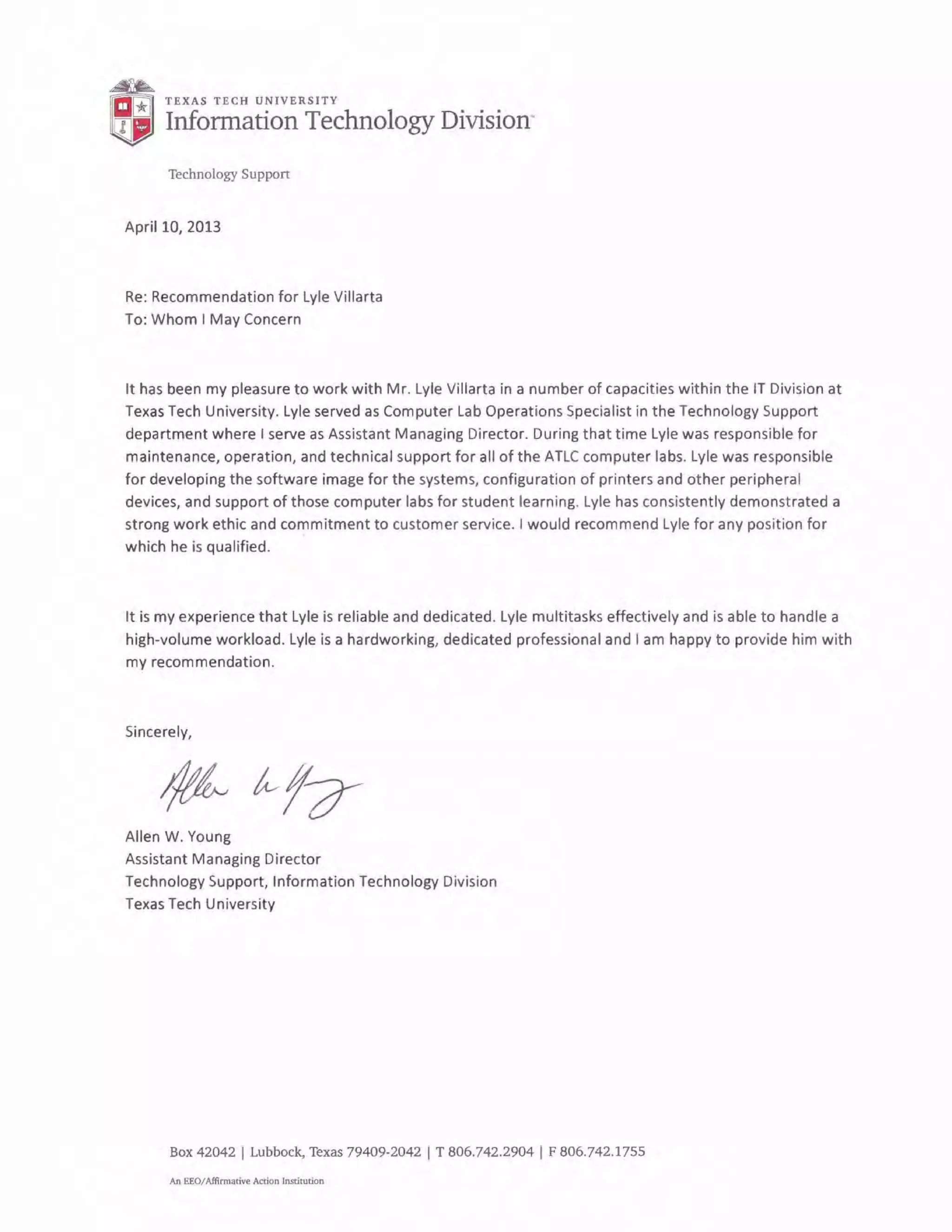 Letter of Recommendation_TTU | PDF