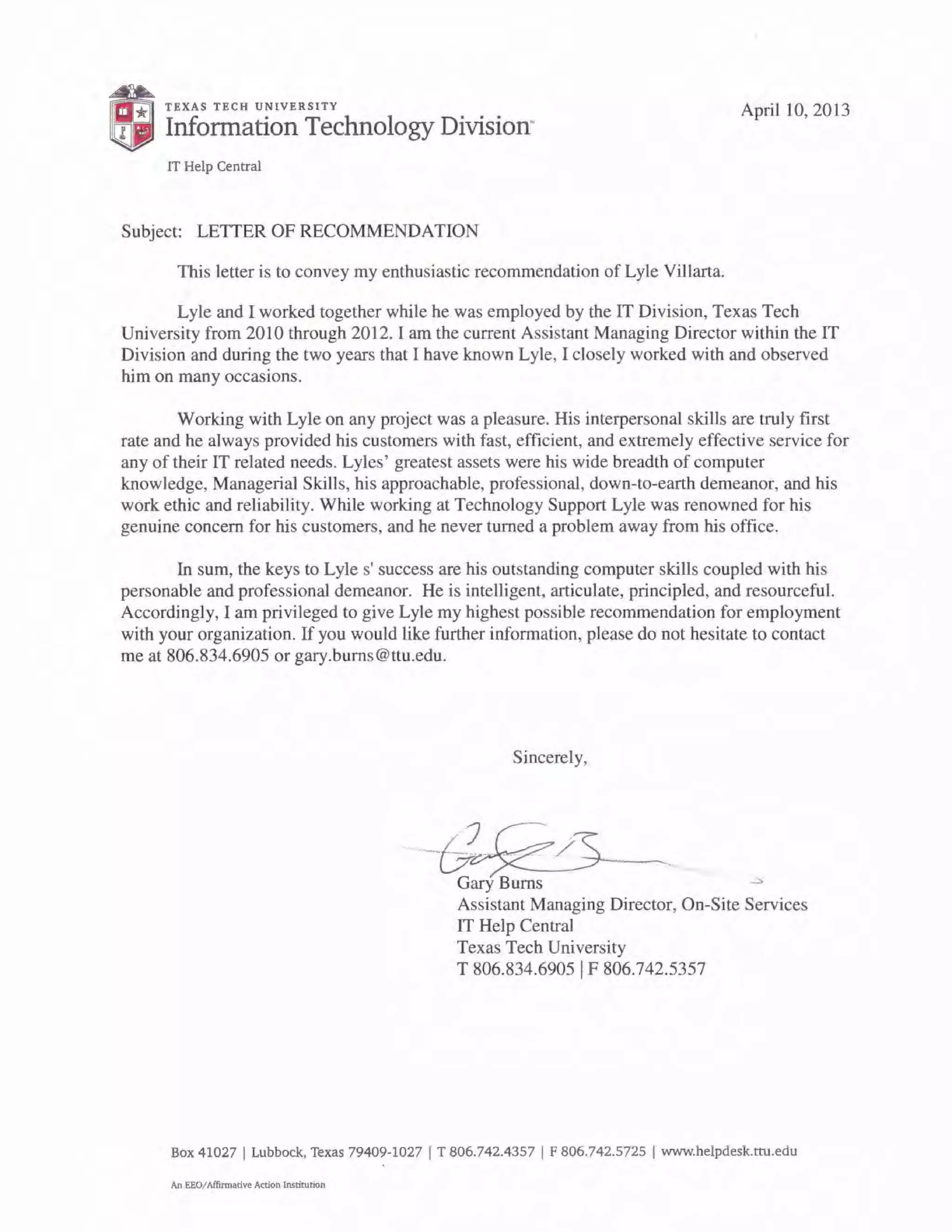 Letter of Recommendation_TTU | PDF