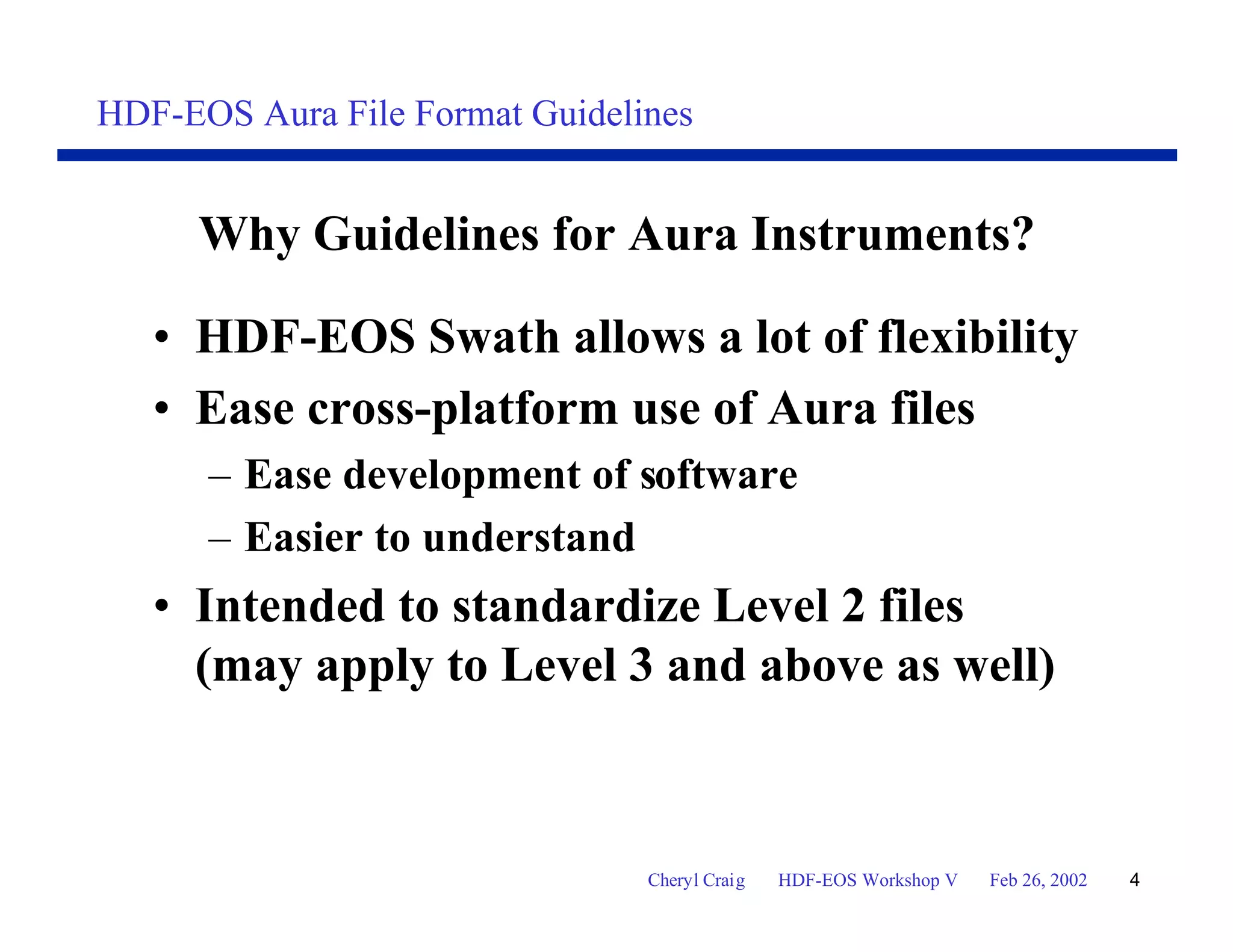HDF-EOS Aura File Format Guidelines | PPT