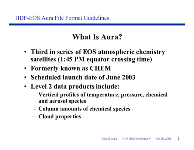 HDF-EOS Aura File Format Guidelines | PDF