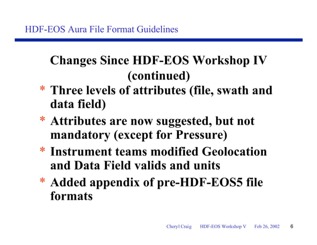 HDF-EOS Aura File Format Guidelines | PDF