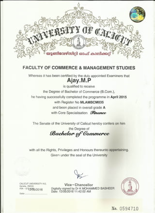 Degree Original Certificate | PDF