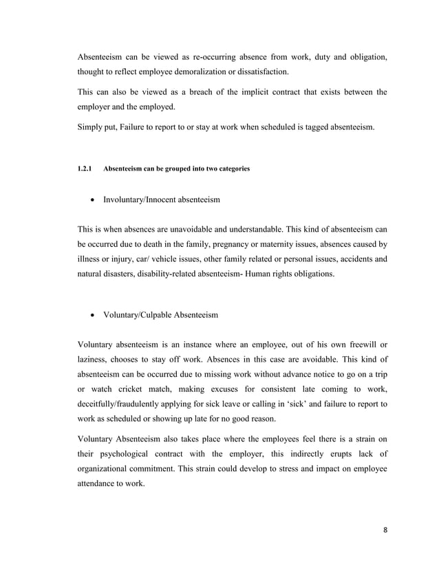 Research on Absenteeism | PDF