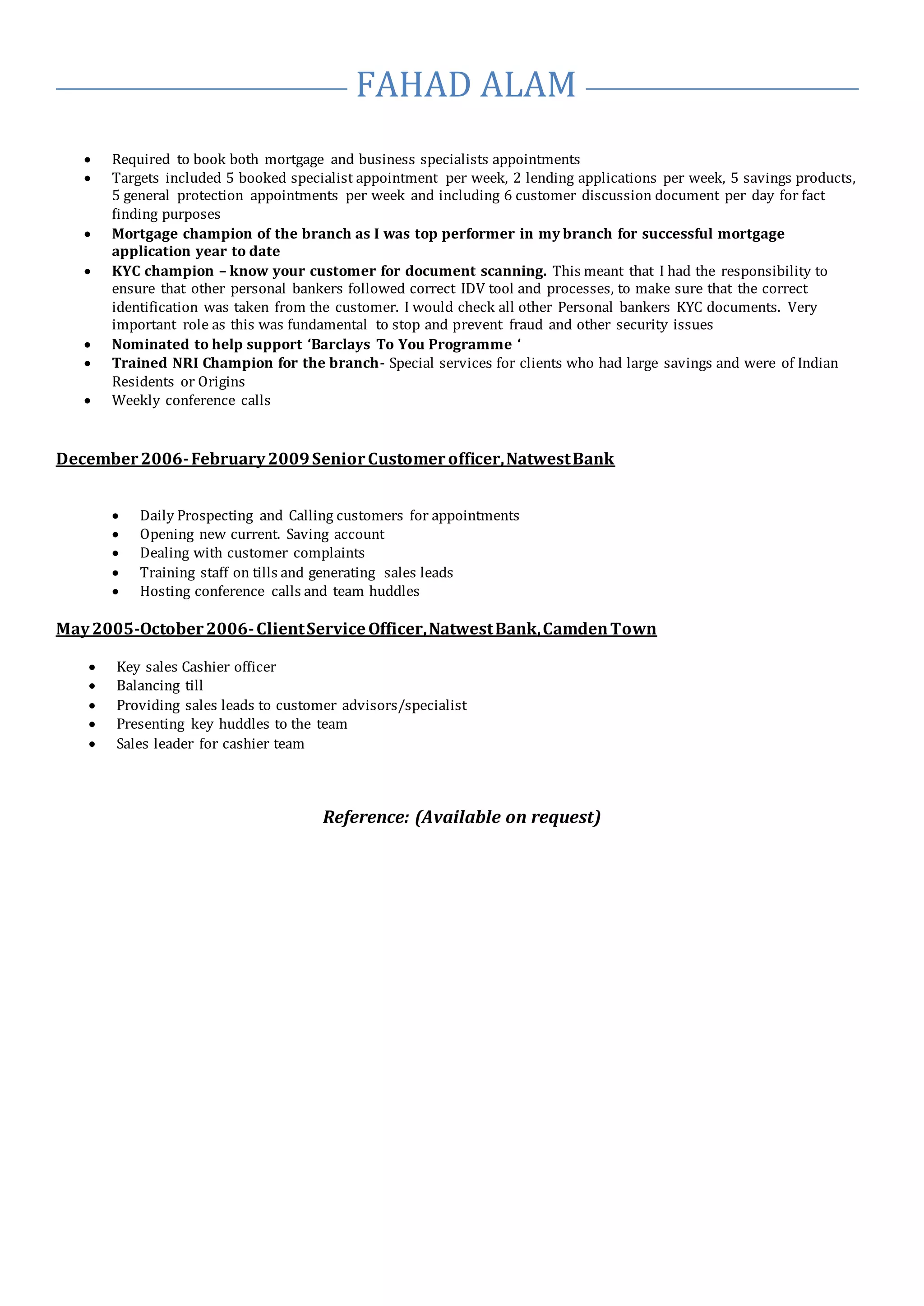 Fahad Alam CV | DOCX