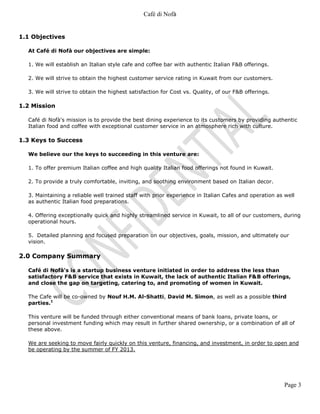 Cafe di Nofa Development Plan | PDF