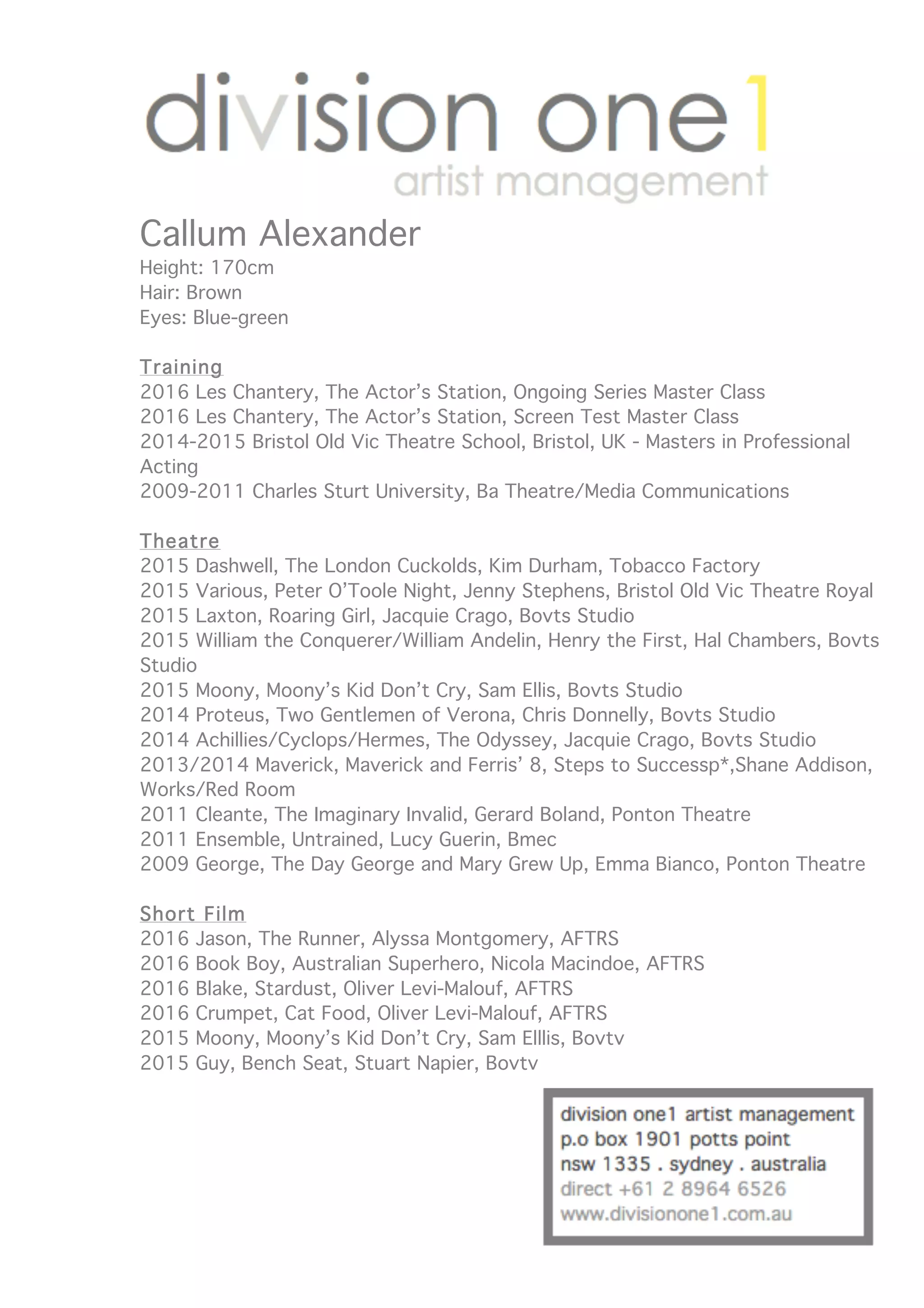 Callum Alexander Resume | PDF