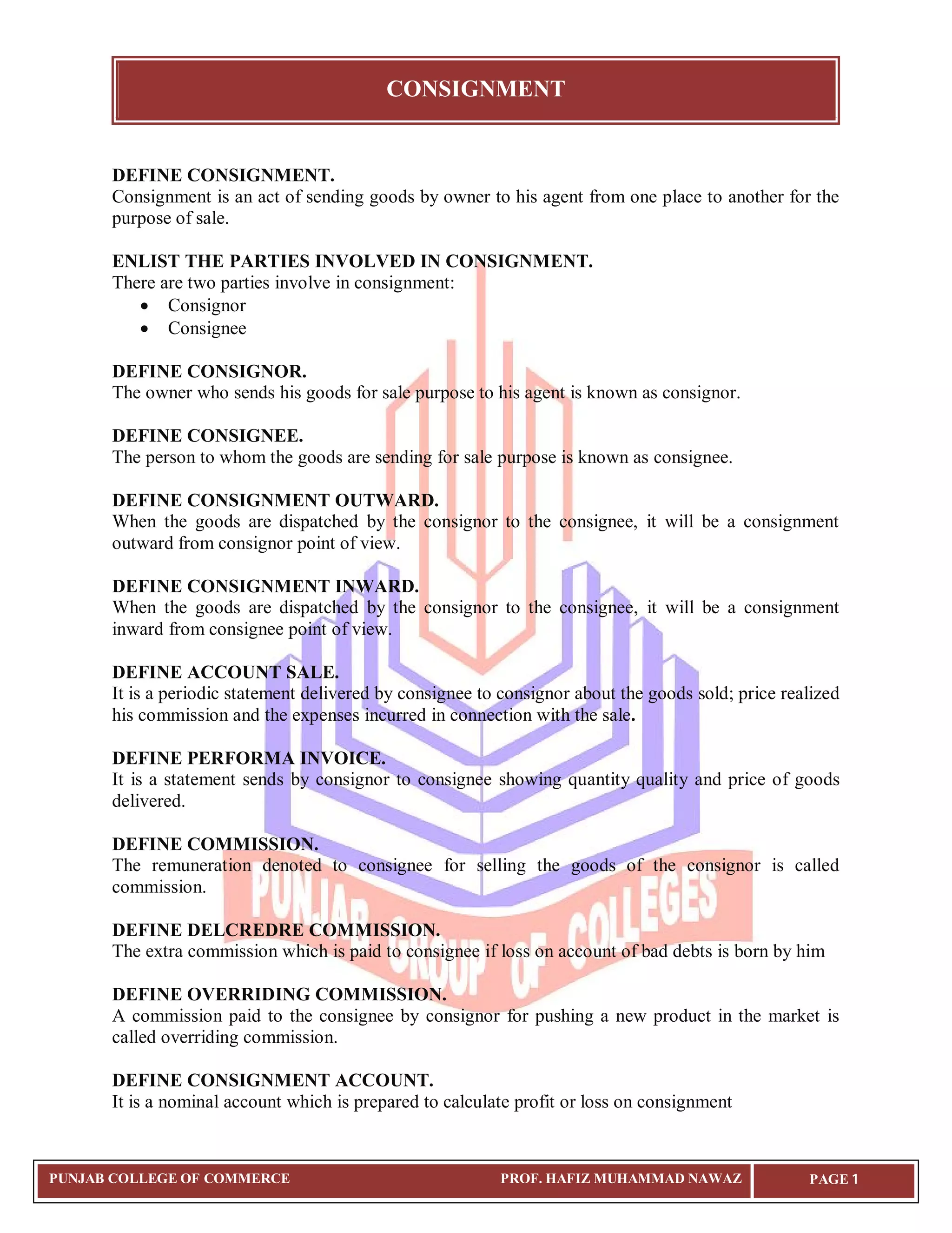 04 consignment account | PDF