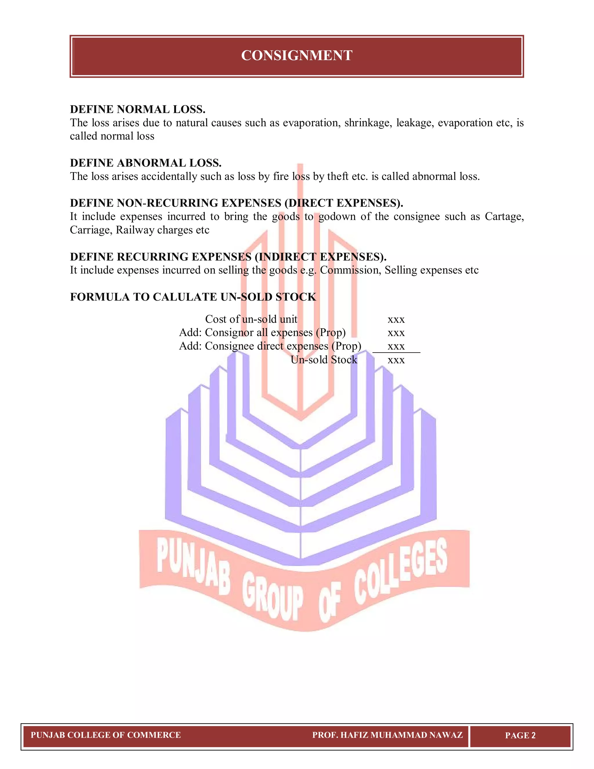 04 consignment account | PDF