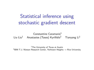 Statistical Inference Using Stochastic Gradient Descent | PDF