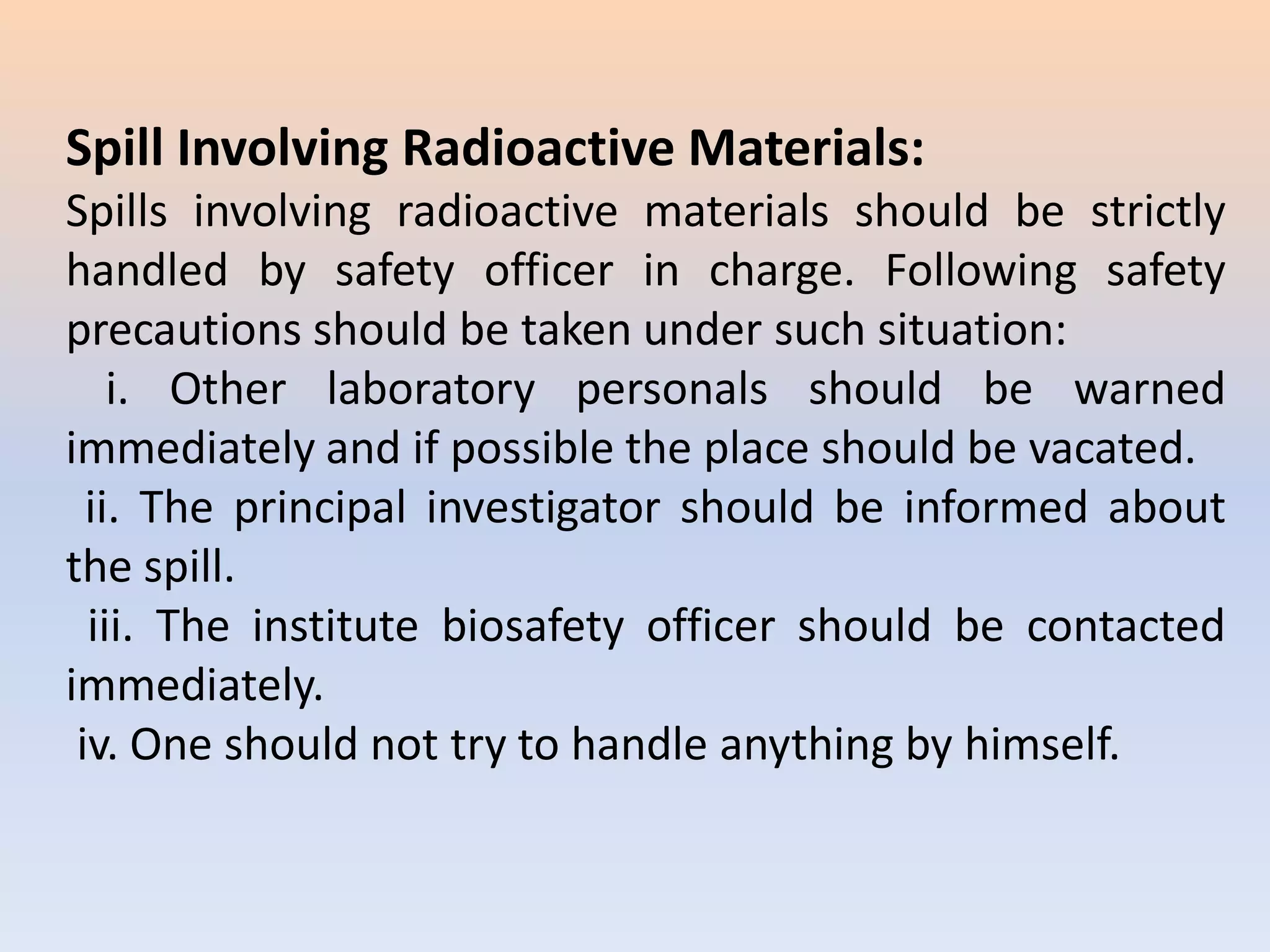 04 control of spills and mechanism of implementation of biosafety guidelines | PDF