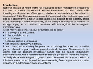04 control of spills and mechanism of implementation of biosafety guidelines | PDF
