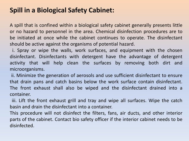 04 control of spills and mechanism of implementation of biosafety guidelines | PDF
