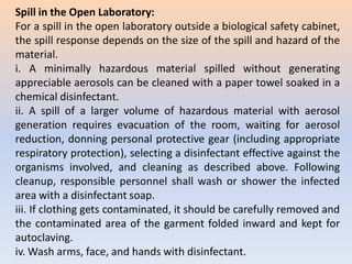 04 control of spills and mechanism of implementation of biosafety guidelines | PDF