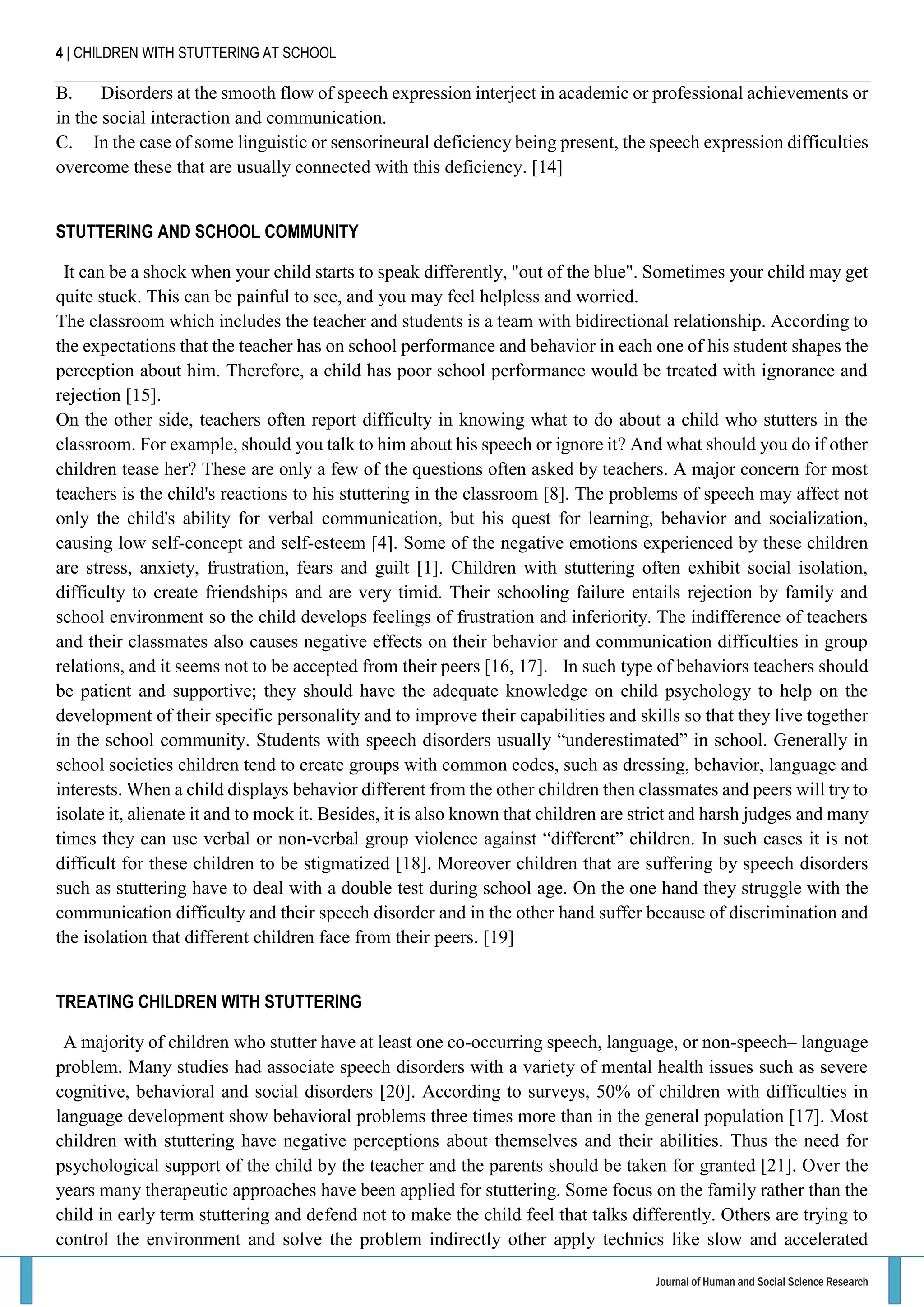 CHILDREN WITH STUTTERING AT SCHOOL | PDF