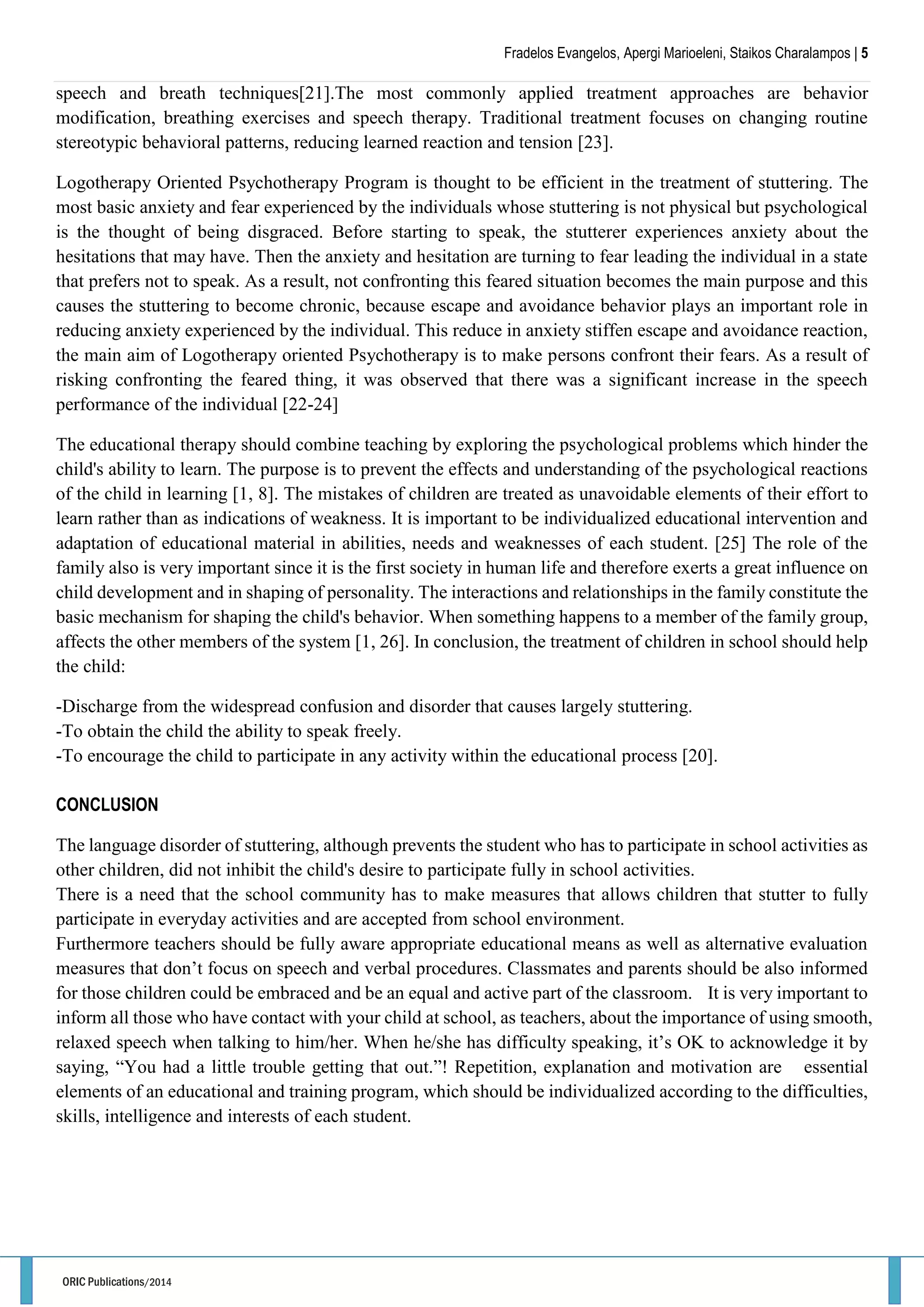 CHILDREN WITH STUTTERING AT SCHOOL | PDF
