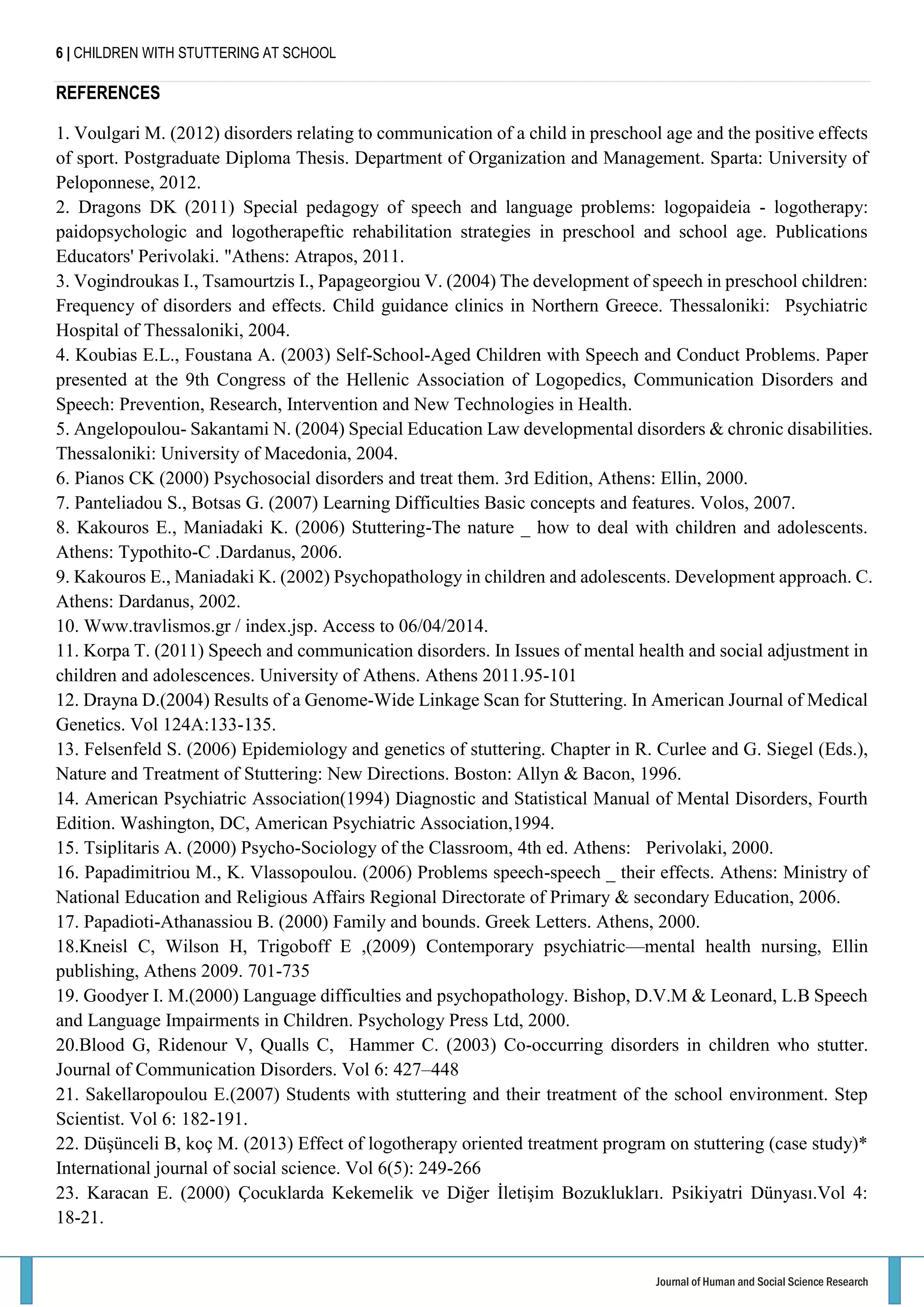 CHILDREN WITH STUTTERING AT SCHOOL | PDF