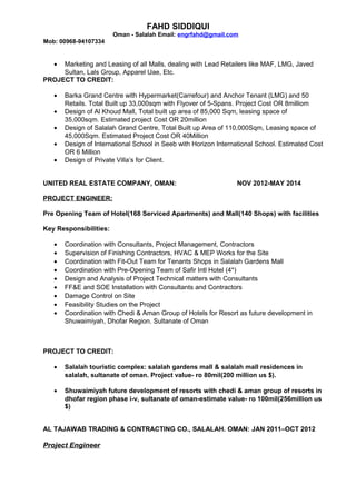 FAHD_CV | DOC | Civil Engineering Industry | Industries