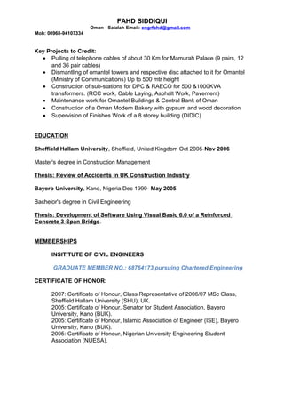 FAHD_CV | DOC | Civil Engineering Industry | Industries