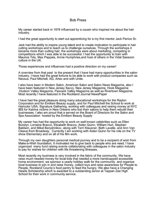 Bob Press Resume | DOC