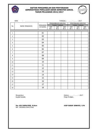 04 daftar hadir pengawas | PDF
