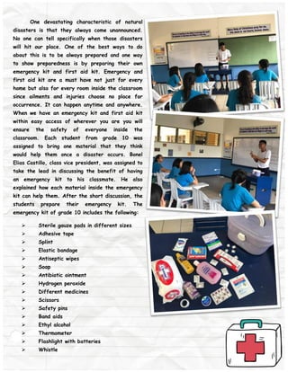 G10 Disaster Preparedness Month (Life Skills) | PDF | First Aid | Injuries