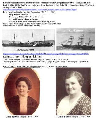 John Twiggs Gabbott & Lillian Beatrice Hooper | PDF