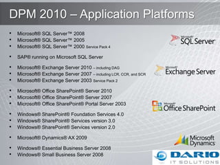 DPM 2010 Overview | PPTX | Operating Systems | Computer Software and ...