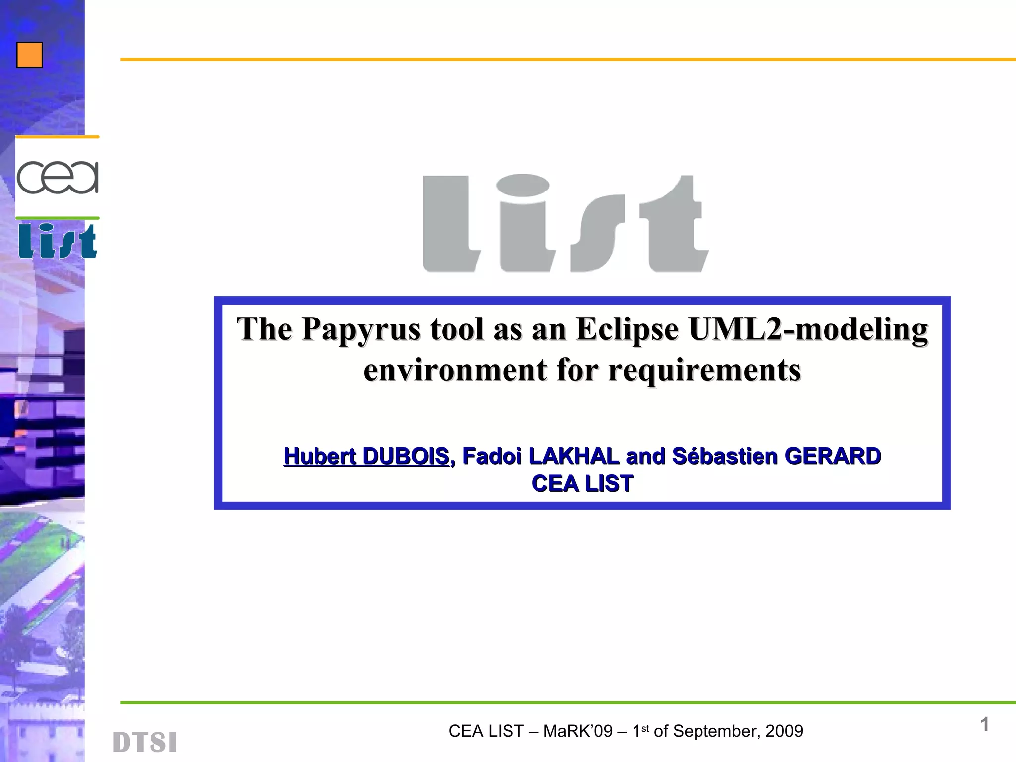 04 The Papyrus Tool As An Eclipse Uml2 Modeling Environment For Requirements Ppt 1265