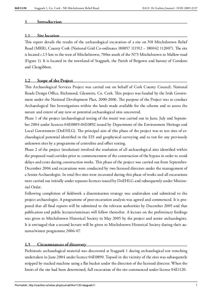 Archaeological Report - Stagpark 1, Co. Cork (Ireland) | PDF