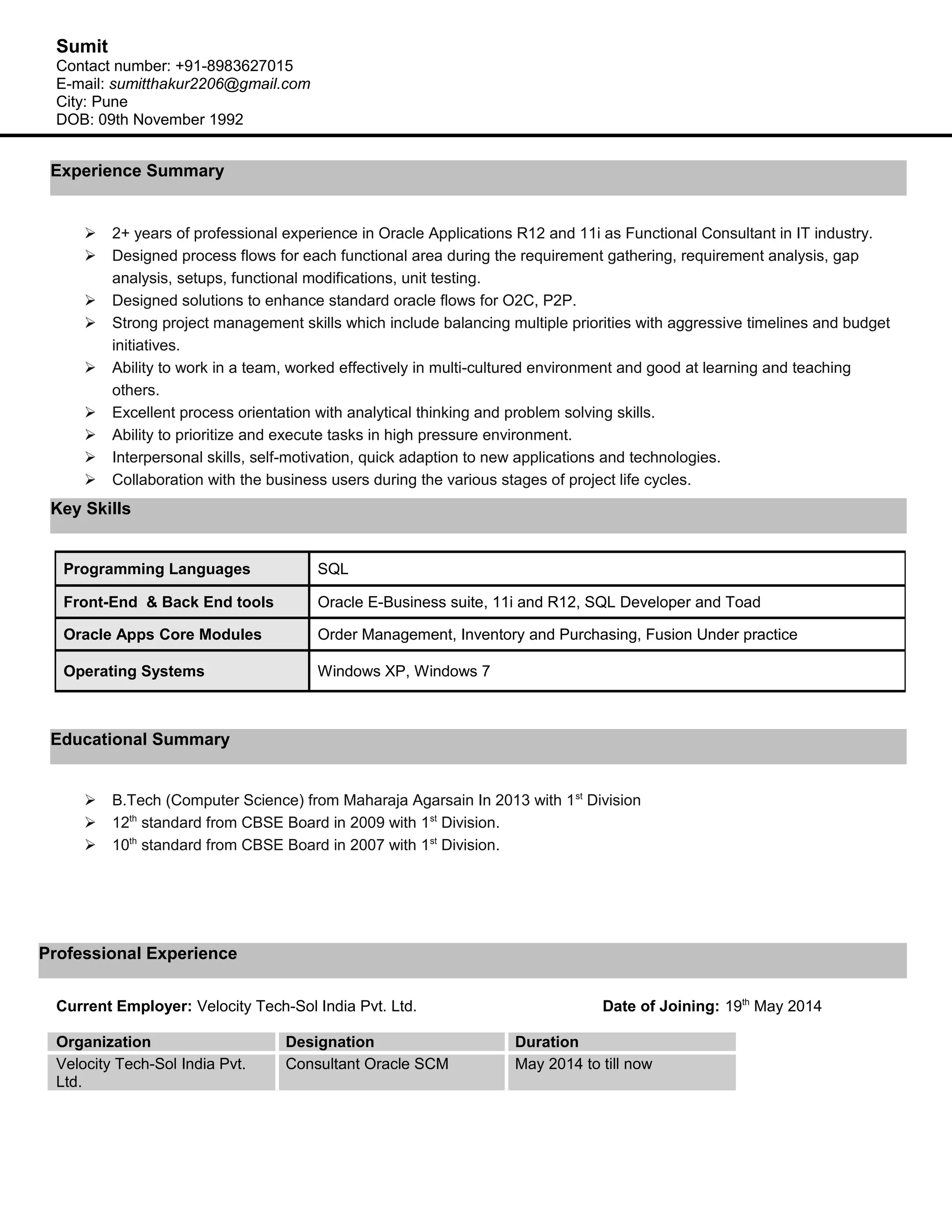 Sumit_Resume_SCM | DOC