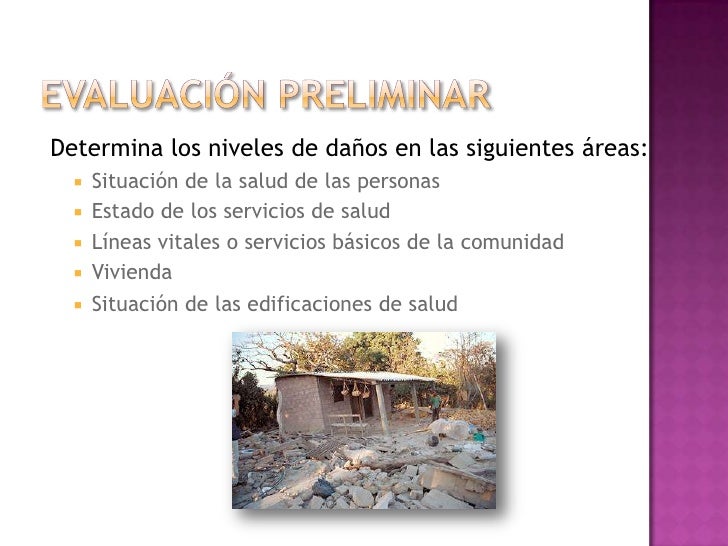 Evaluación De Daños Y Análisis De Necesidades En Salud Ante Desastres
