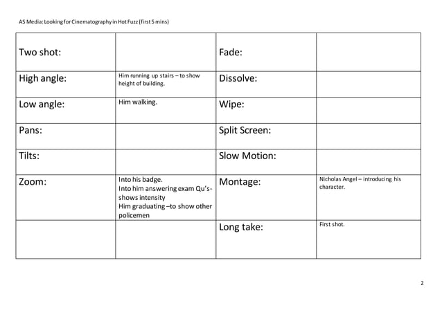 04 editing cinematography grid | DOCX