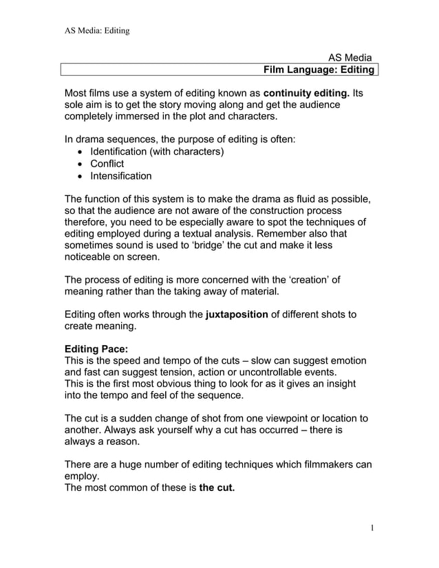 04 editing notes sheet | PDF