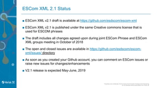 ESCom XML 2.0 Implementation and Version 2.1 Status | PPT | Free Download