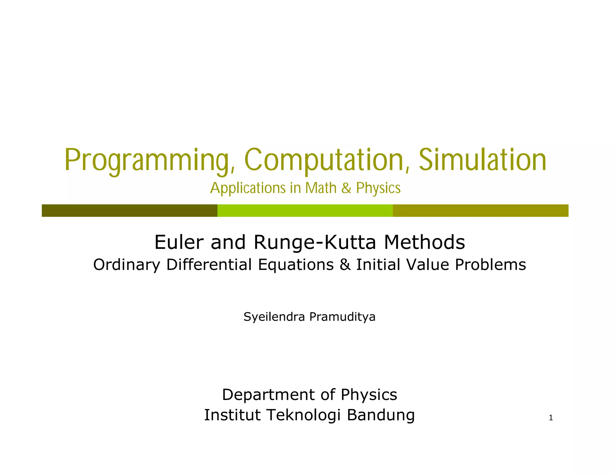 SPSF04 - Euler and Runge-Kutta Methods | PDF | Programming Languages | Computing