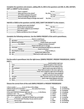 04 exercise simple present and present progressive | DOC