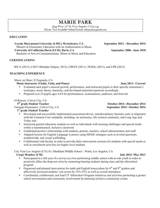 Updated Teaching Resume 2014 | PDF