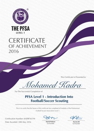 PFSA Level 1 Certificate | PDF